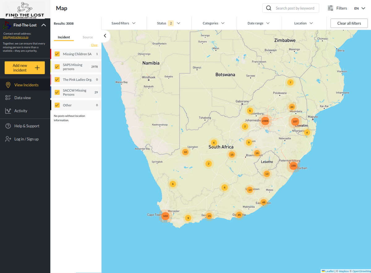 FindTheLost - NP Tracker projects